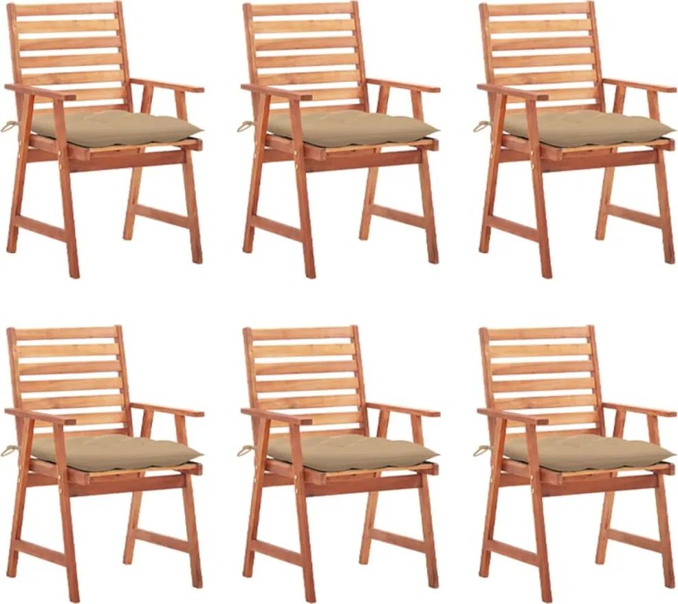 vidaXL Zahradní jídelní židle 6 ks s poduškami masivní akáciové dřevo [3078367] Barva: Modrá