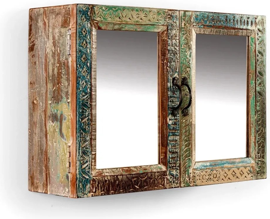 furniture-nabytek.cz - Masivní koupelnová zrcadlová skříňka Blue Lagoon z mangového dřeva, lakovaná, barevná – 70×23×50 cm