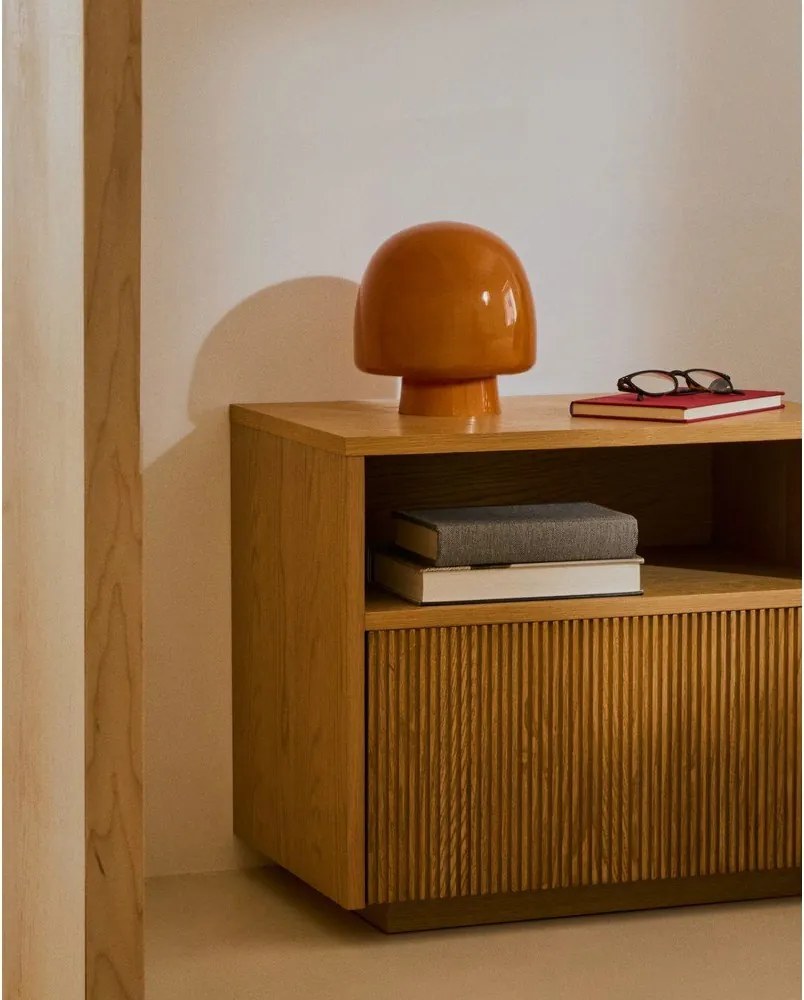 Oranžová stolní lampa se skleněným stínidlem (výška 20 cm) Reig – Kave Home
