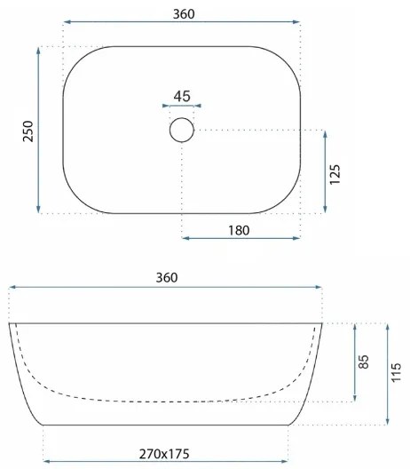 REA-U4700 - Umyvadlo na desku BELINDA 25x36 cm keramika/béžová/imitace kamene