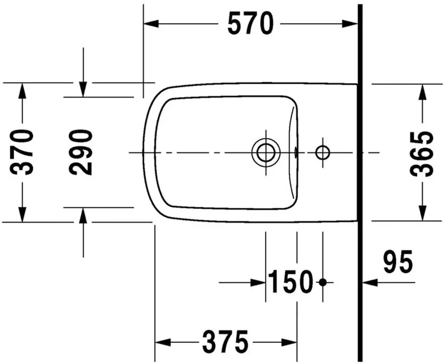 Duravit DuraStyle - Stojící bidet, 1 otvor pro armaturu propíchnutý, 37x57 cm, bílý 2284100000