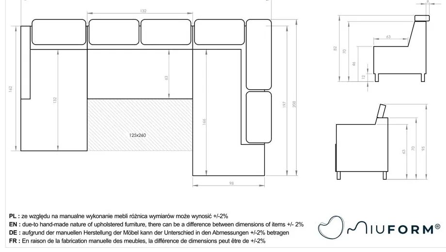 Tmavě modrá sametová rozkládací rohová pohovka do "U" (pravý roh) Sweet Harmony – Miuform