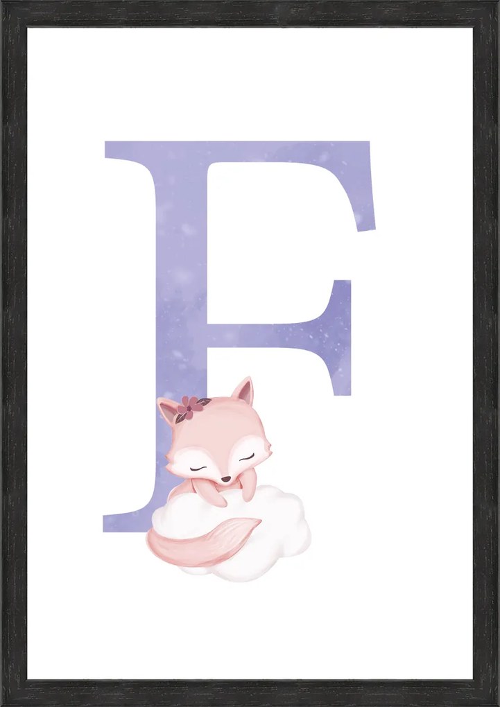 Abeceda písmena s liškou - Obraz, Plakát Velikost: B2 - 50x70 cm, Volba rámu: s bílým rámem, Písmeno: B