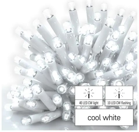 Propojovací vánoční řetěz bez zdroje EMOS Connecting D2CC04 50LED krápníky 3m studená bílá částečně blikající
