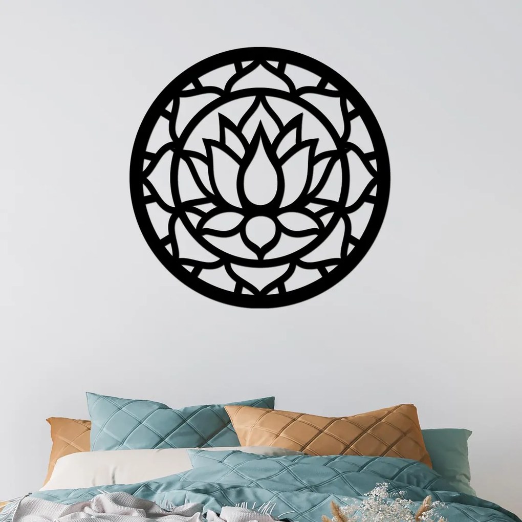 dřevo života Dřevěný obraz LOTUS MANDALA Zvolte barvu dekoru: Černá, Rozměry (cm): 80x80