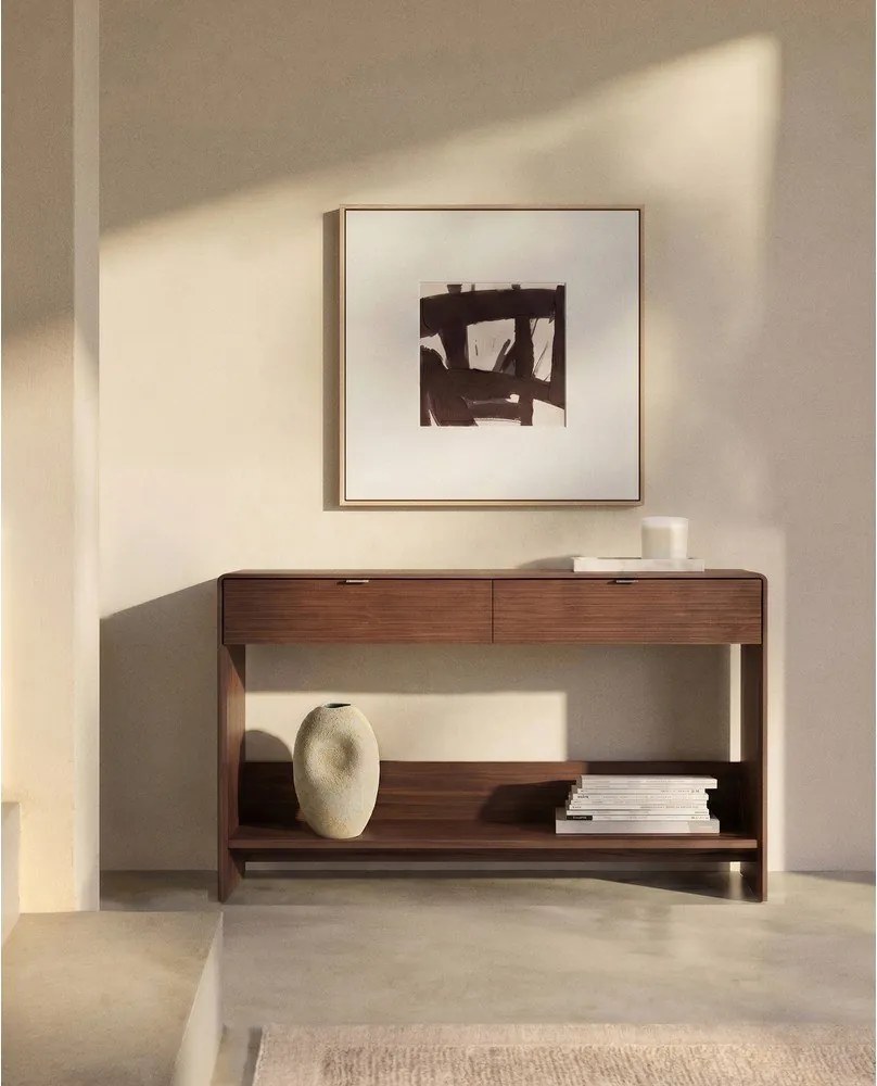 Komoda v dekoru ořechu v tmavě přírodní barvě 120x81x35 cm Norlen – Kave Home