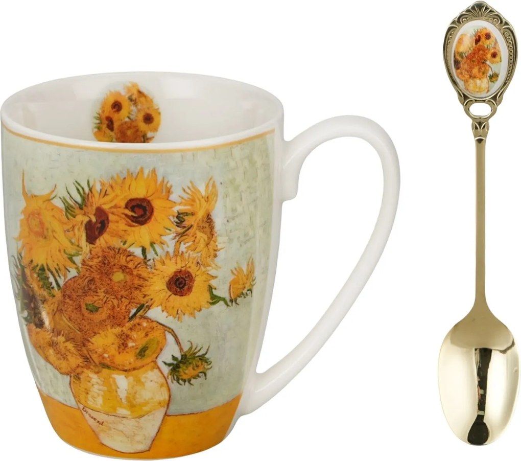 Porcelánový hrnek se lžičkou Van Gogh Sunflowers 360 ml