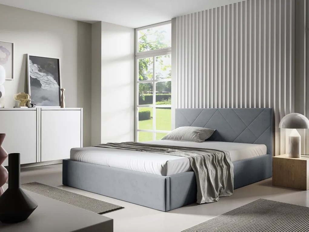 Eka Čalouněná postel SARAH 140x200 cm Barva látky Trinity: Krémově bíla (Trinity 2301), Úložný prostor: Bez úložného prostoru