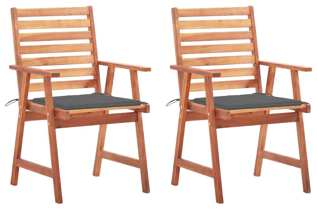 3064320 vidaXL Zahradní jídelní židle 2 ks s poduškami masivní akáciové dřevo