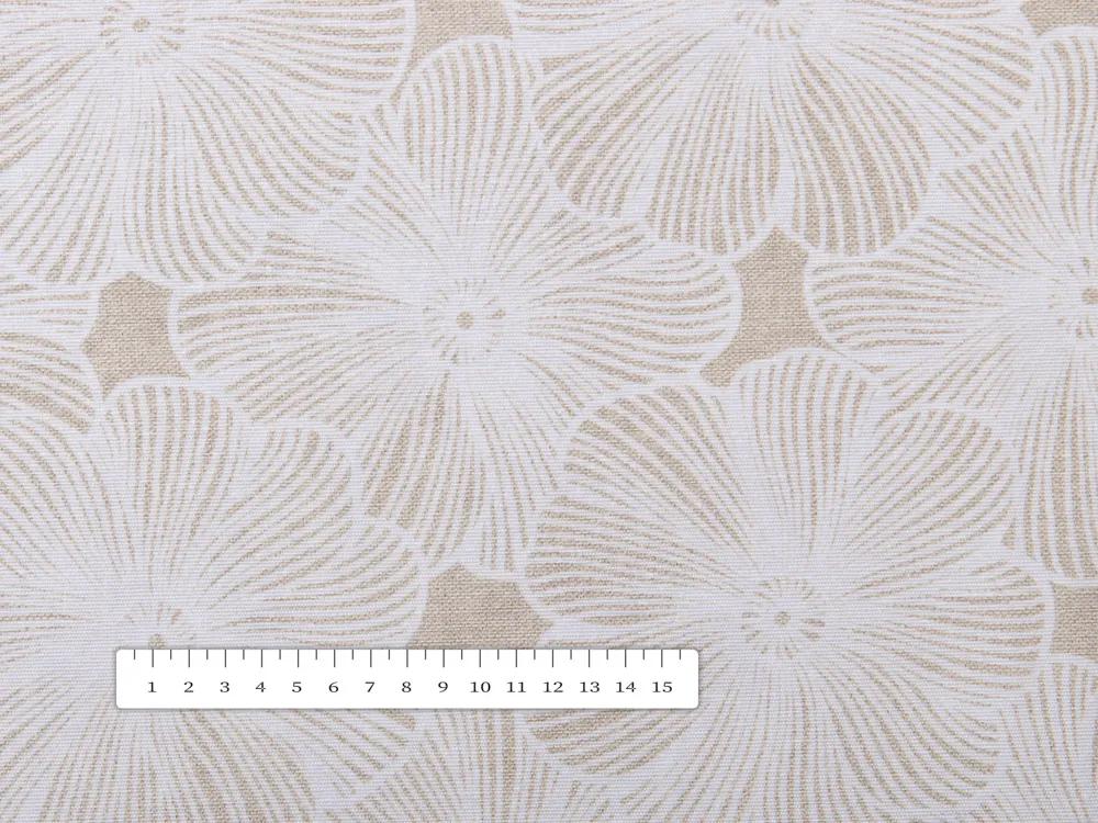 Biante Dekorační čtvercový ubrus Leona LN-134 Bílé květy na režném 100x100 cm