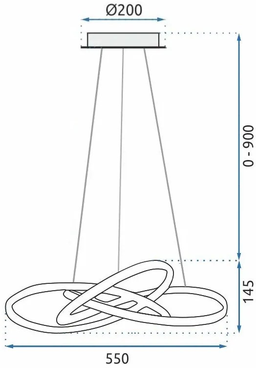 Toolight - LED závěsné svítidlo APP394-CP + dálkové ovládání, zlatá, OSW-06910