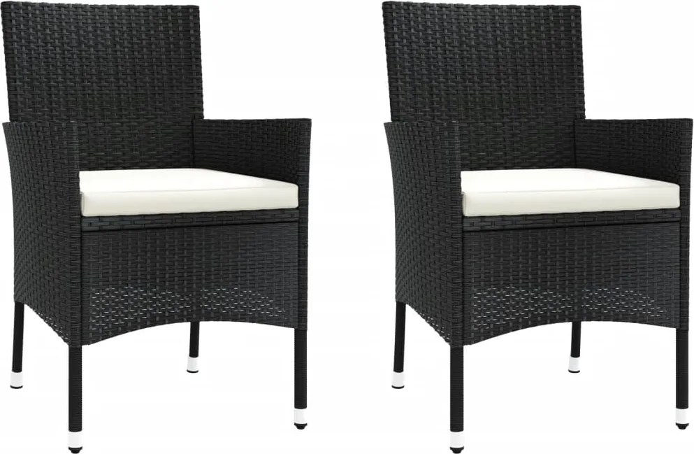 3dílný zahradní bistro set s poduškami černý polyratan 3187414
