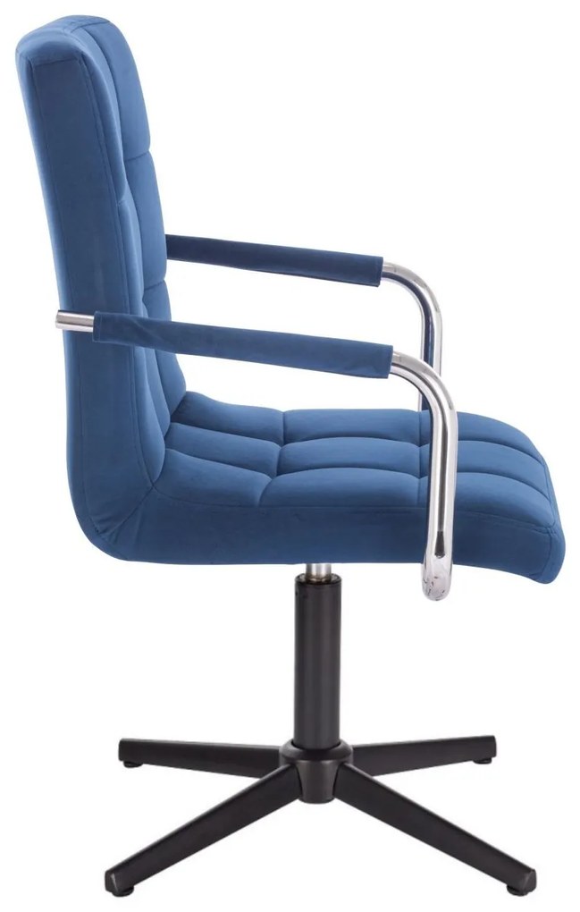 LuxuryForm DESIGN Otočná židle VERONA VELUR na černém kříži - modrá