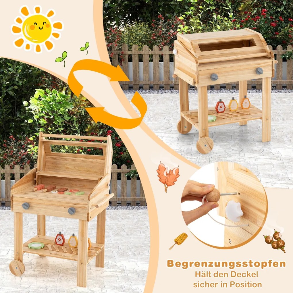 Costway Hrací sada Kids Grill s kuchyňským setem Play Food a Grill Tools
