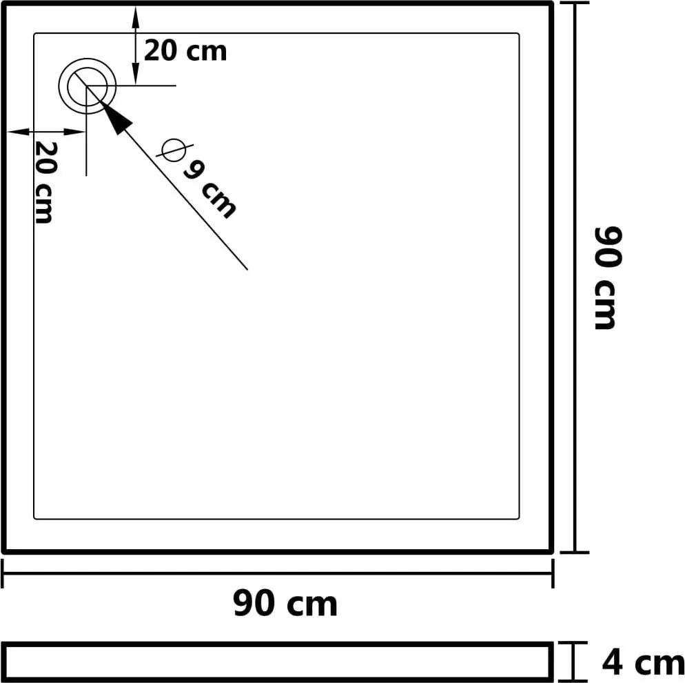 vidaXL Čtvercová sprchová vanička ABS 90 x 90 cm [148913] Barva: Černá