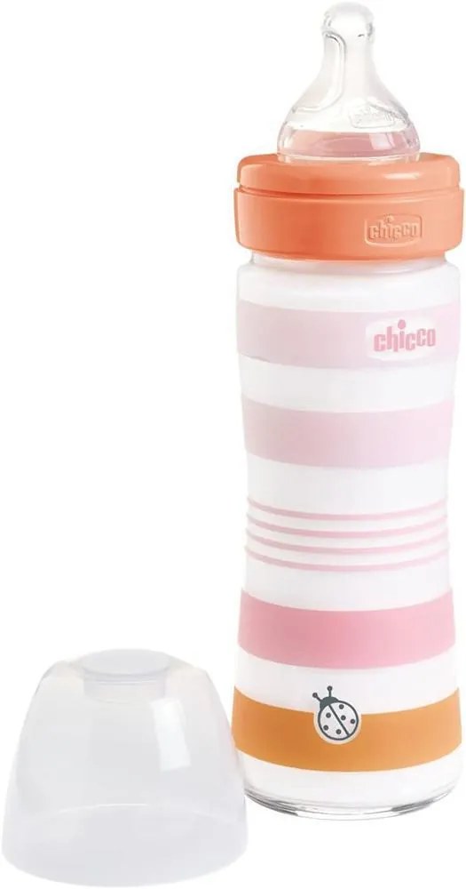 Chicco Láhev kojenecká sklo Well-being silikon 240 ml Holka