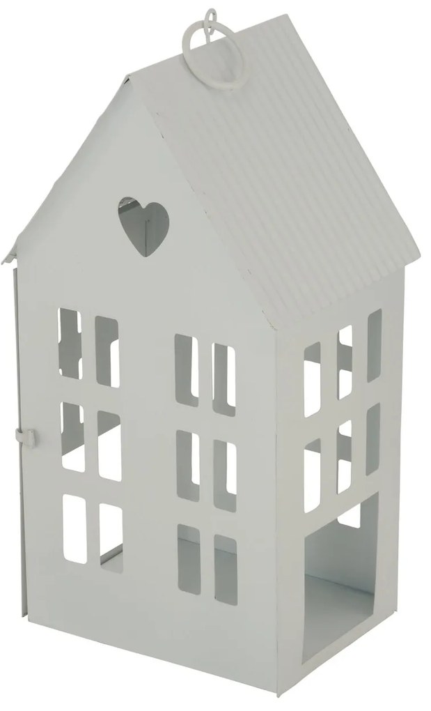 Lucerna kovová Domek 24 cm bílá