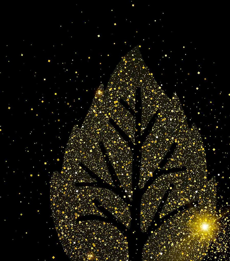 Třídílný obraz zlaté listy + háčky, hřebíčky, čistící hadřík ZDARMA Velikost (šířka x výška): 60x30 cm