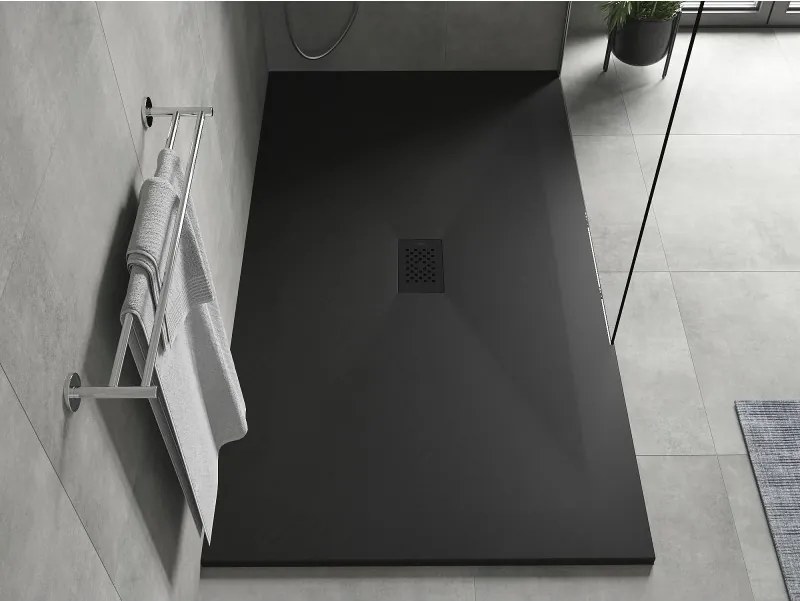 Mexen Hugo, obdélníková sprchová vanička SMC 160 x 100 cm, černá, černá krytka, 42701016-B