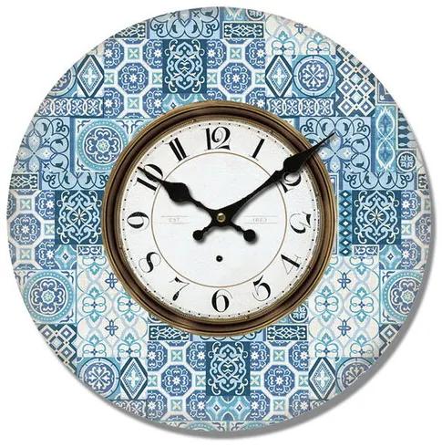 Dřevěné nástěnné hodiny Mosaic tiles, pr. 34 cm