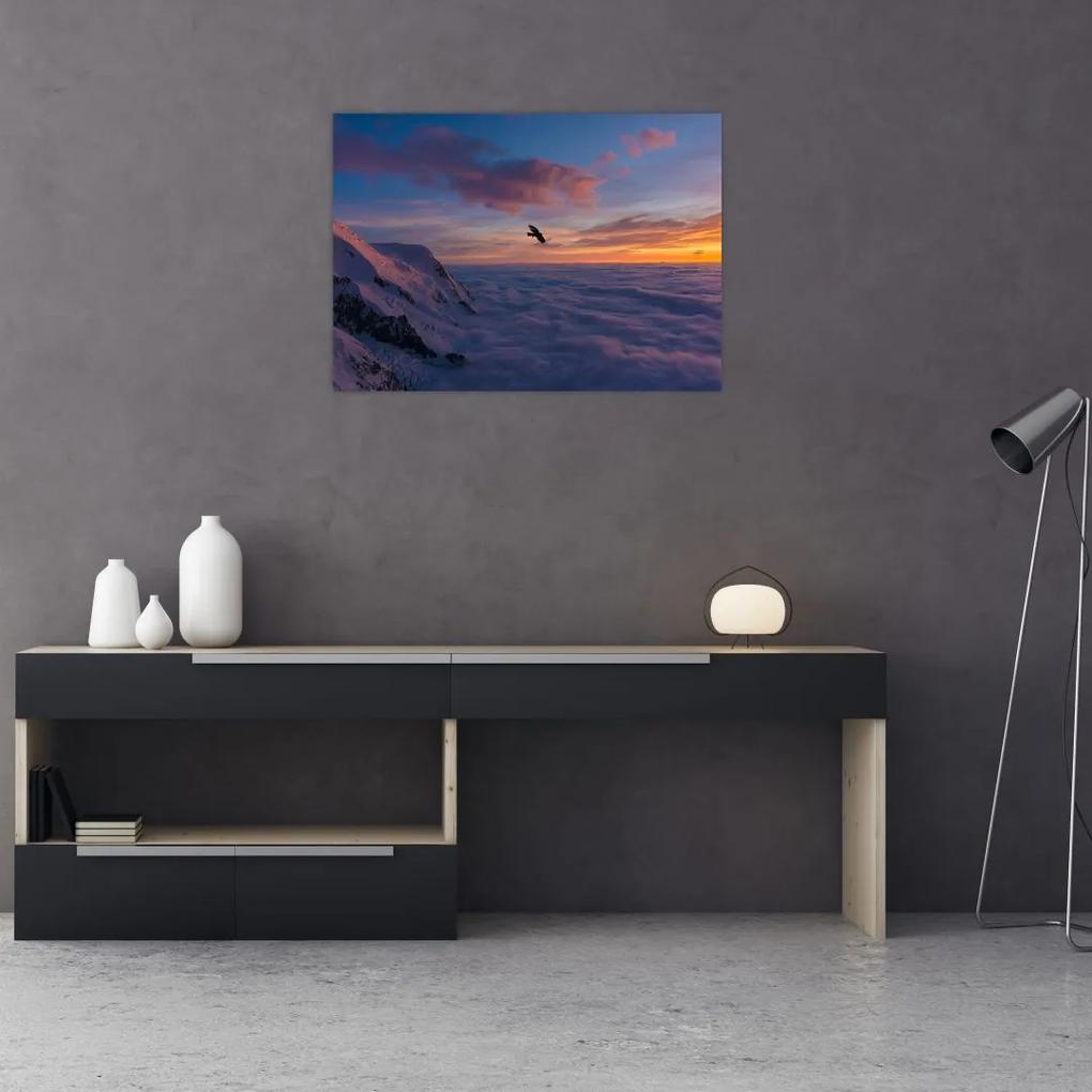Skleněný obraz při západu slunce, Mt. Blanc (70x50 cm)
