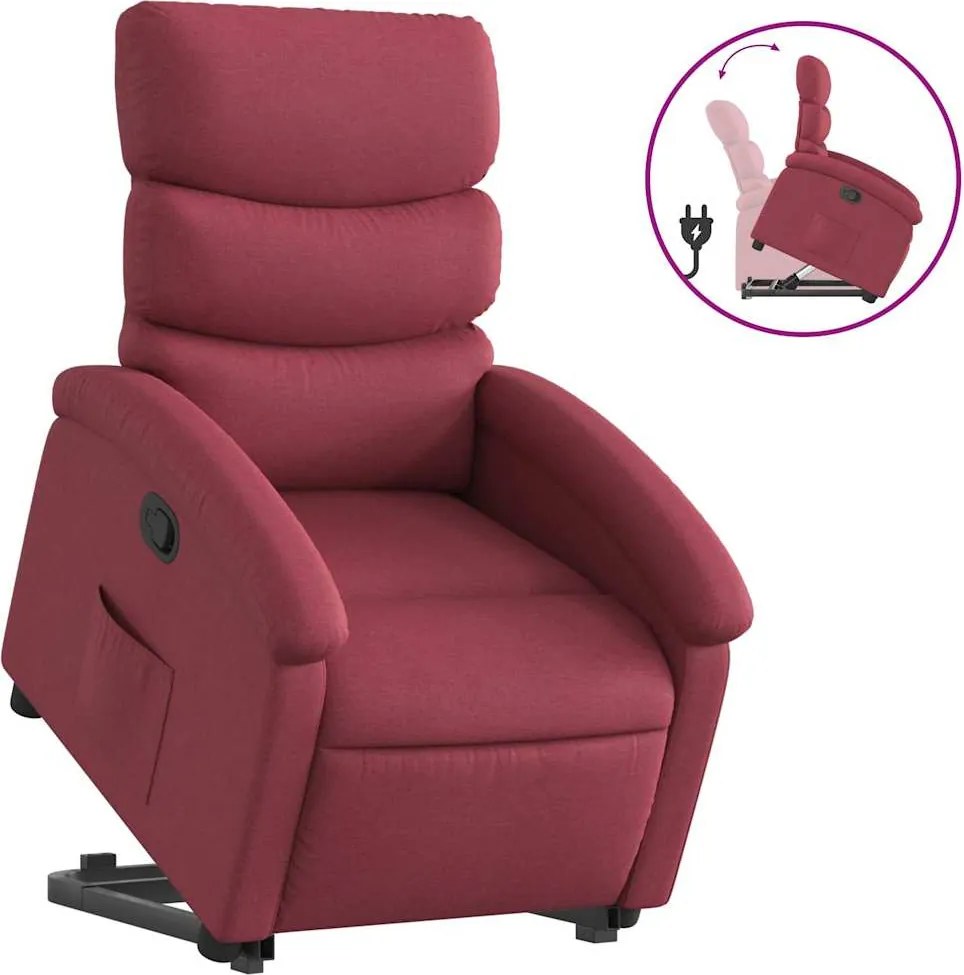 Zvedací polohovací křeslo vínové textil 3203981