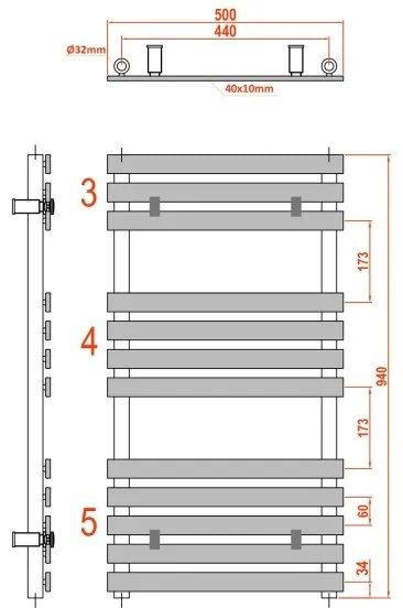 Sapho - Koupelnový radiátor JALOUSI 328W/230V 50x94 cm bílá