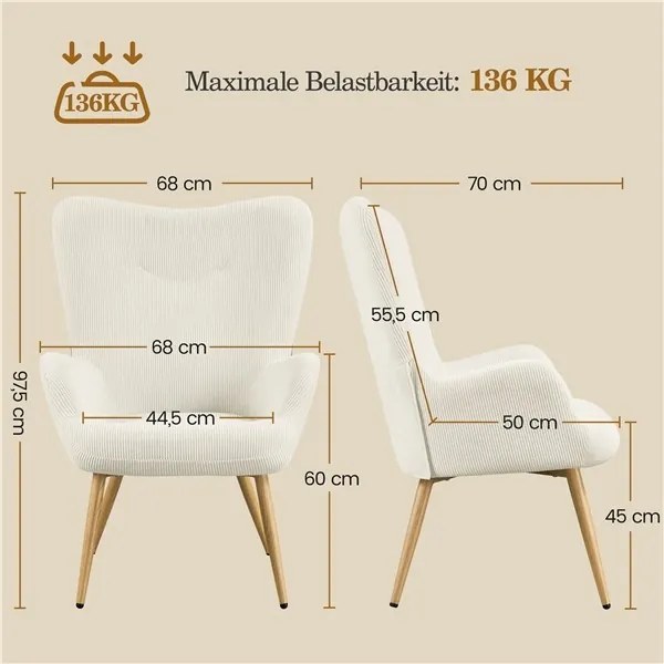 Křeslo Yaheetech – béžová, 100% polyester (267515611652)