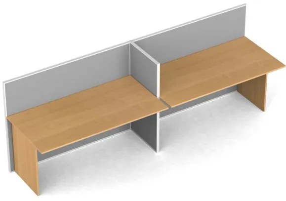 Rovný kancelářský stůl PRIMO s paravanem, 2 místa, nástěnka, buk