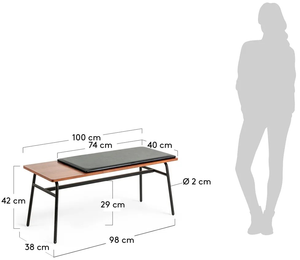 Ořechová lavice Kave Home Carabel 100 cm