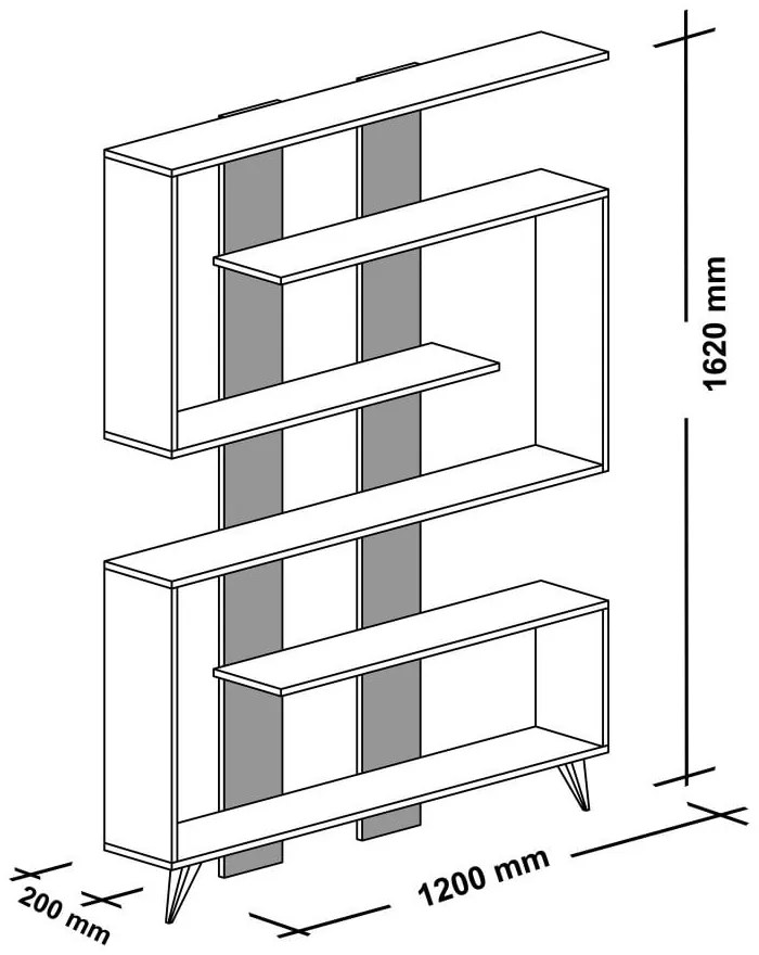 Bílá knihovna v dekoru ořechového dřeva Rain