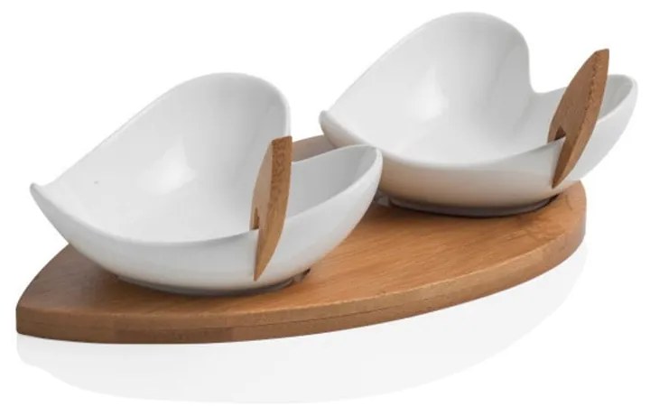 Bílé porcelánové/bambusové servírovací misky v sadě 2 ks Appetizers – Brandani