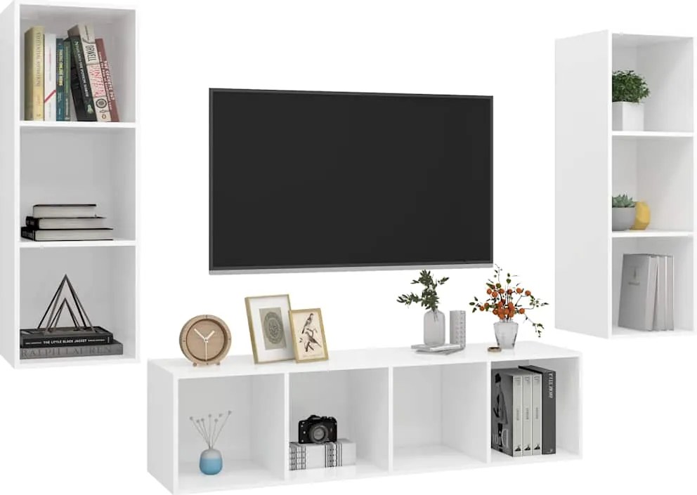 VidaXL TV skříňky 3 ks bílé dřevotříska 3079745