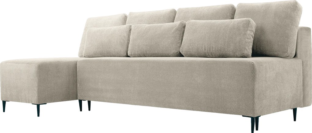 Rohová rozkládací sedací souprava do L MAROKO, 251 cm, s úložným prostorem Roh pohovky: Levý roh, Barva látky: Krémová (Onega 14)