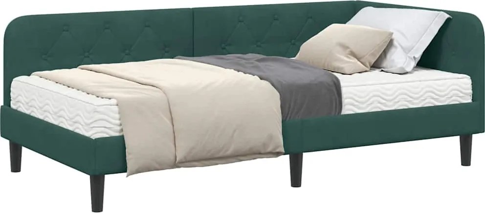 Rohový rám postele Tmavě zelená 90 x 200 cm samet 3394156