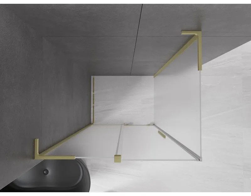 Mexen Velar L, sprchový kout s posuvnými dveřmi 100 x 110 cm, 8mm sklo námraza, zlatá matná, 871-100-110-33-55