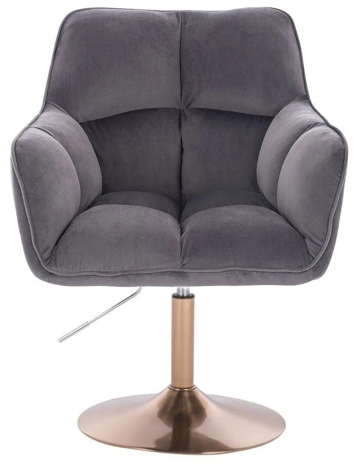 LuxuryForm DESIGN Otočné křeslo AMALFI VELUR na zlatém talíři - tmavě šedé