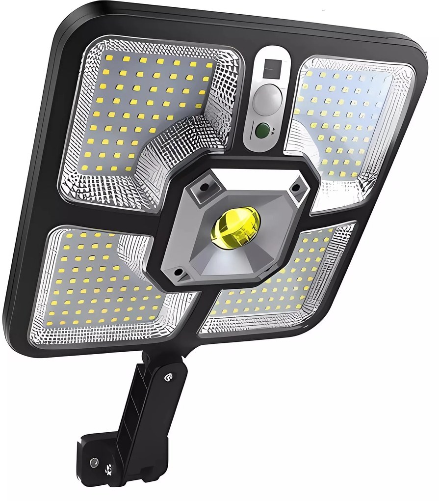 Led reflektor izoxis 22736 pouliční osvětlení solární 220 led cob, ip65, 8 w, černé