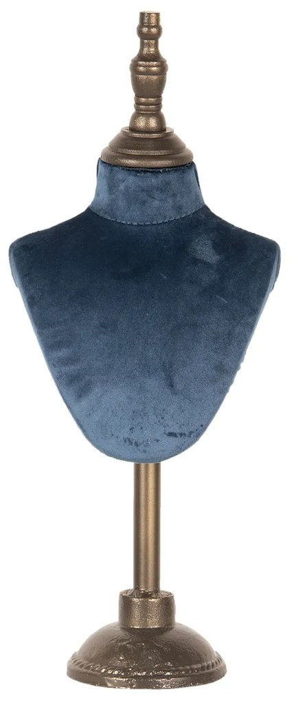 Dekorativní modrý sametový stojánek dekolt na šperky - 22*12*52 cm
