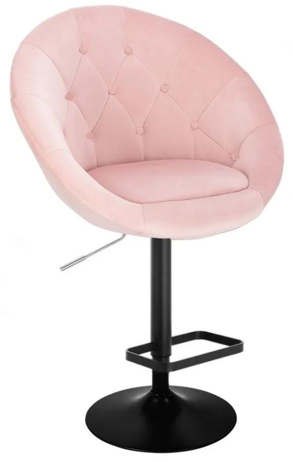 LuxuryForm Barová židle VERA VELUR na černém talíři - světle růžová