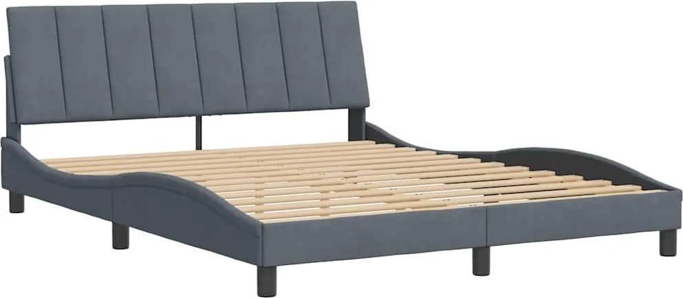 Rám postele bez matrace Hanko tmavě šedý 160 x 200 cm samet 3207856