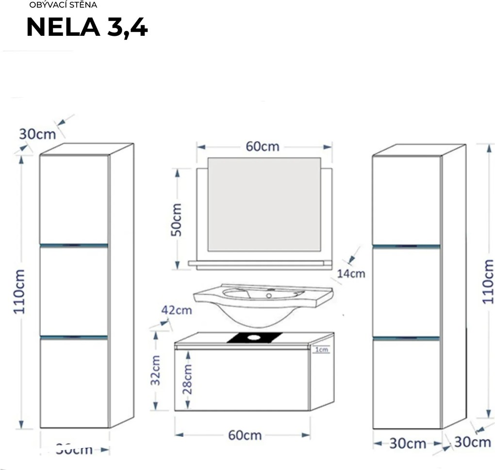 Ral Koupelnová stěna NELA 4 - Černý lesk
