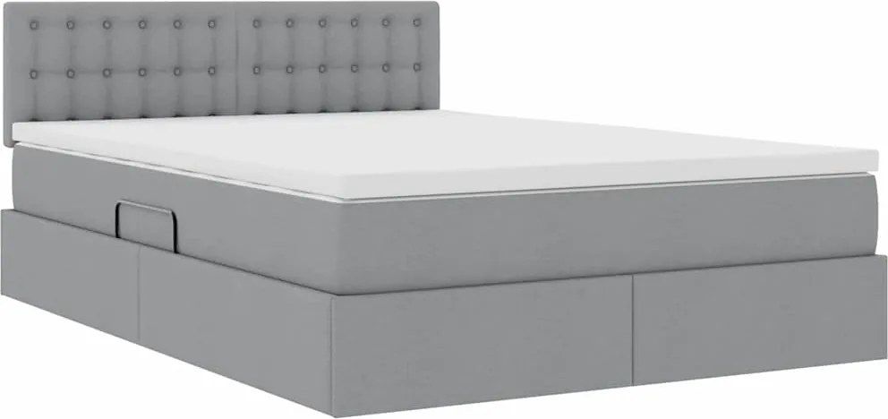 Postel s úložným prostorem a matrací Světle šedá 140 x 190 cm 3370632