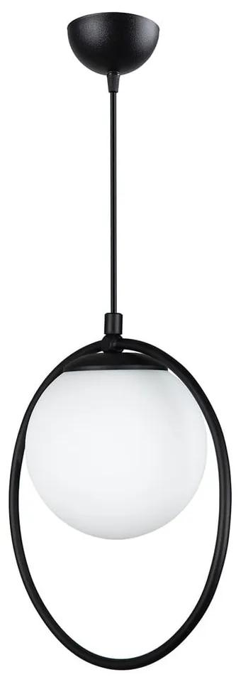 Černé kovové závěsné svítidlo se skleněným stínidlem ø 15 cm Ates – Squid Lighting