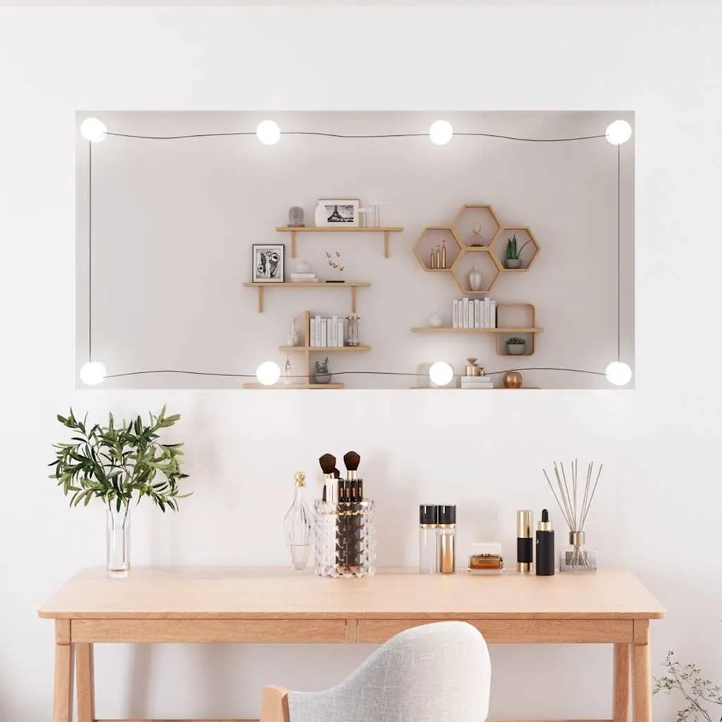 Nástěnné zrcadlo s LED osvětlením 50 x 100 cm sklo obdélníkové 3189157