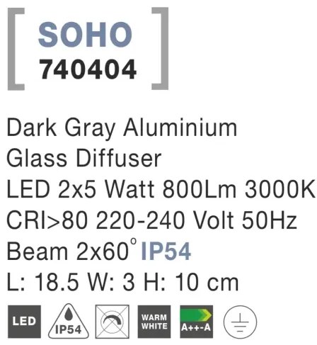 Venkovní LED svítidlo Soho 18.5 tmavě šedá