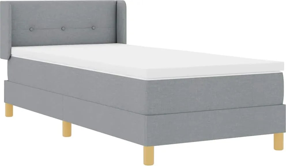 Postel s boxspringem s čelo Světle šedá 200 x 90 cm textil 3341272