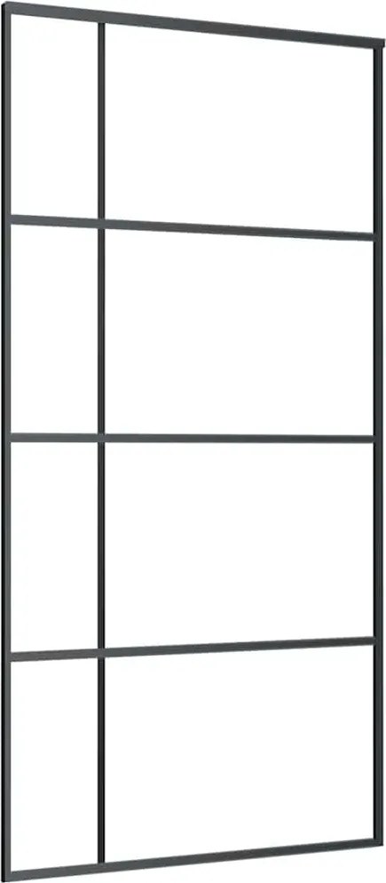 Posuvné dveře mléčné ESG sklo a hliník 102,5 x 205 cm černé 151687