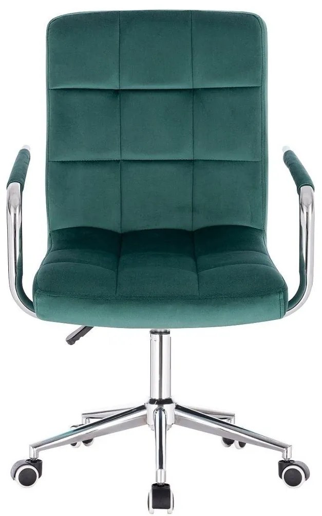 LuxuryForm DESIGN Otočná židle VERONA VELUR na stříbrné podstavě s kolečky - zelená