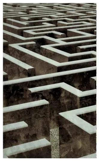 DIMEX | Vliesová fototapeta na zeď 3D labyrint MS-2-0279  | 150 x 250 cm | hnědá, šedá